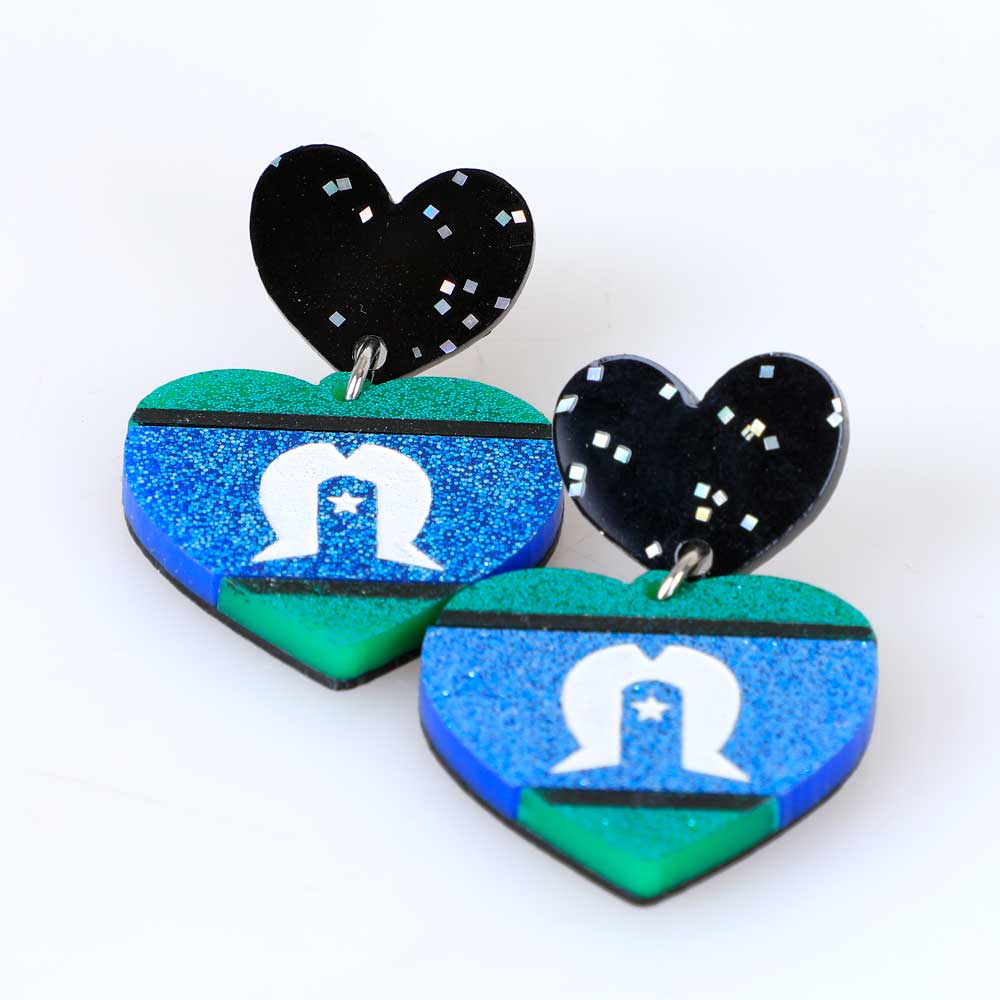 Indigenous Pride Heart Earrings - Torres Strait Flag – Australian ...